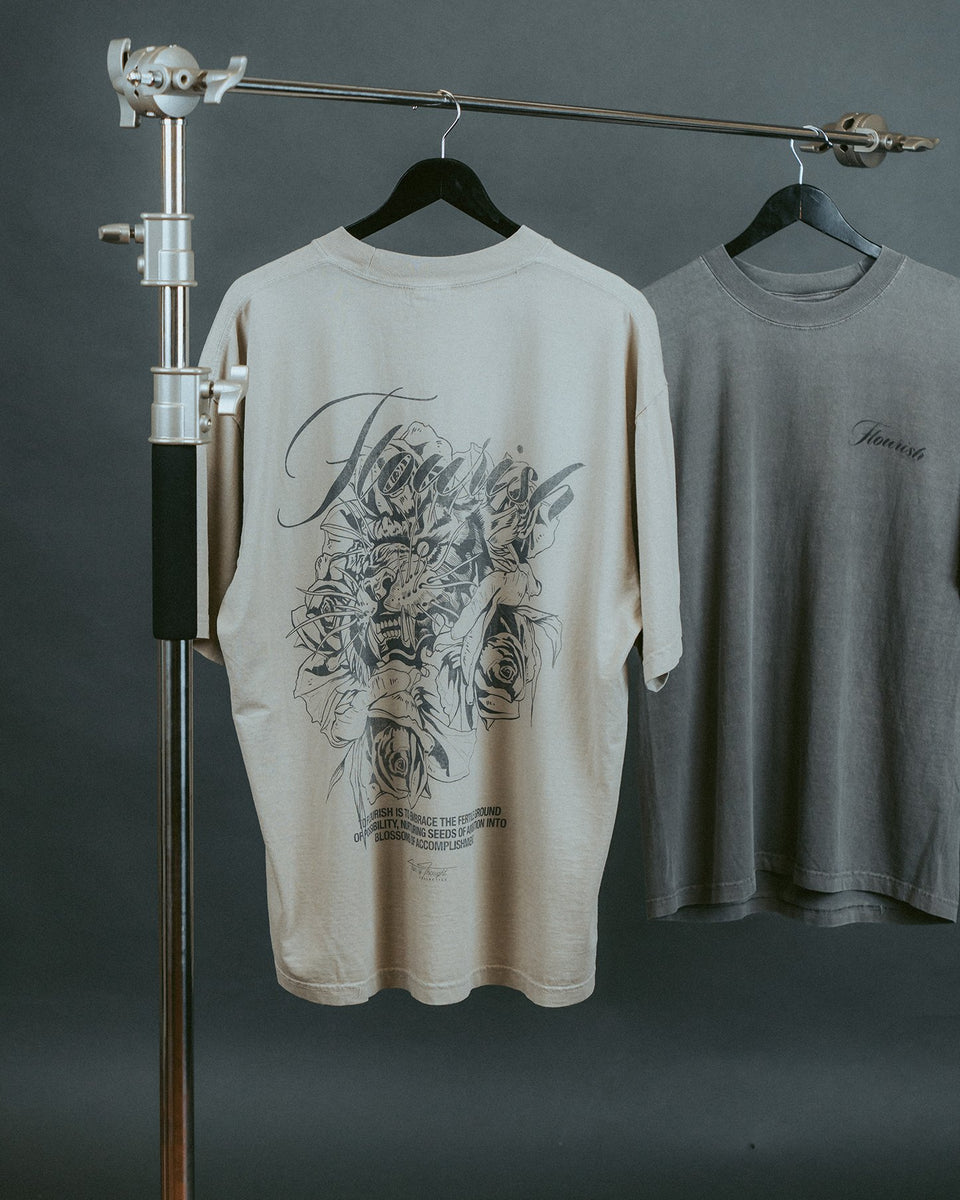 Flourish Oversized Oatmeal Tee – trainofthoughtcollective